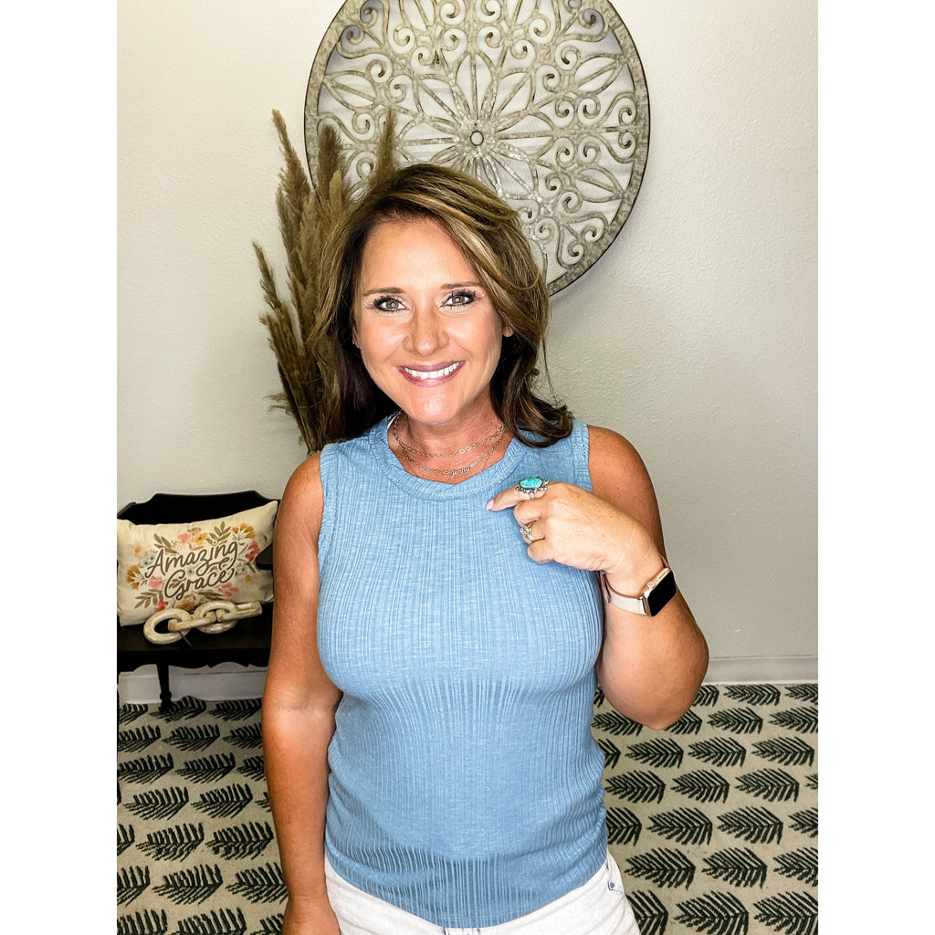 Ribbed Wide Strap Tank | Sandy Bums Boutique